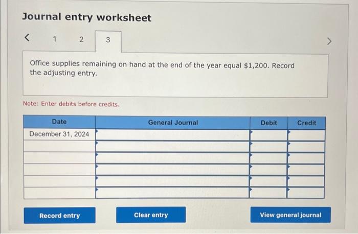 Solved Journal entry worksheet Record the adjusting entry | Chegg.com