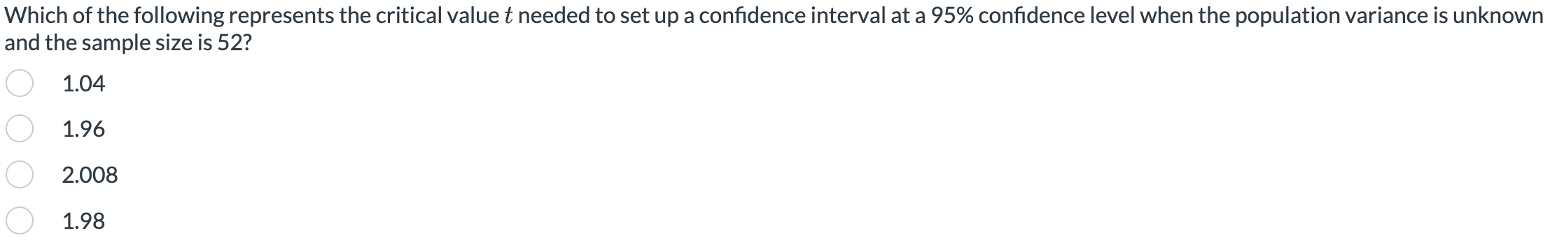 Solved Which of the following represents the critical value | Chegg.com
