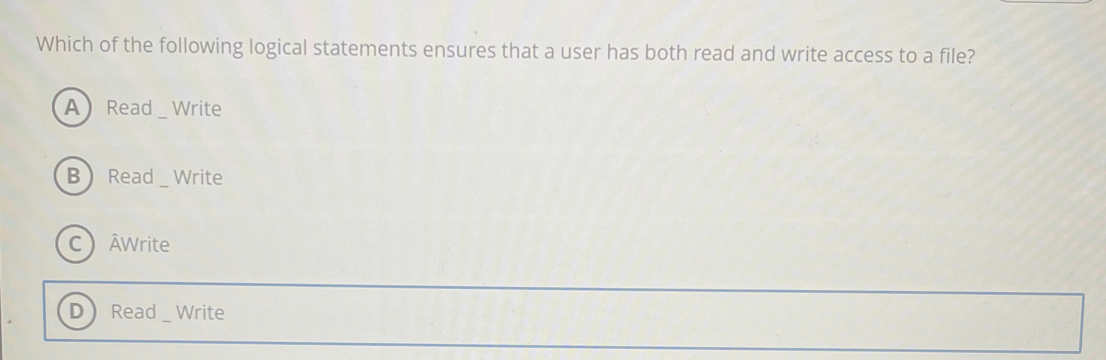 Solved Which of the following logical statements ensures | Chegg.com