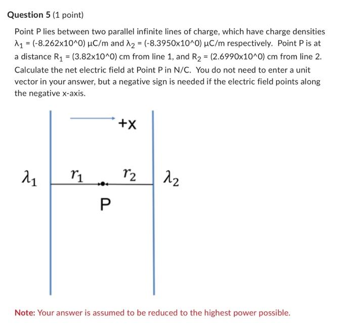Solved Point P lies between two parallel infinite lines of | Chegg.com
