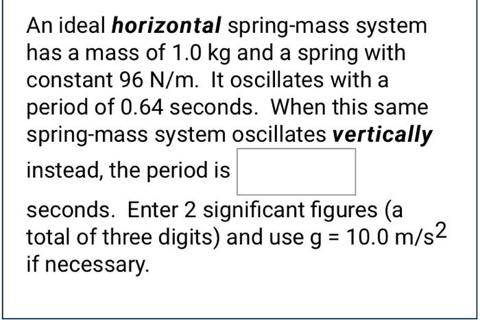 Solved An ideal horizontal spring-mass system has a mass of | Chegg.com