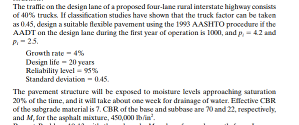The traffic on the design lane of a proposed | Chegg.com