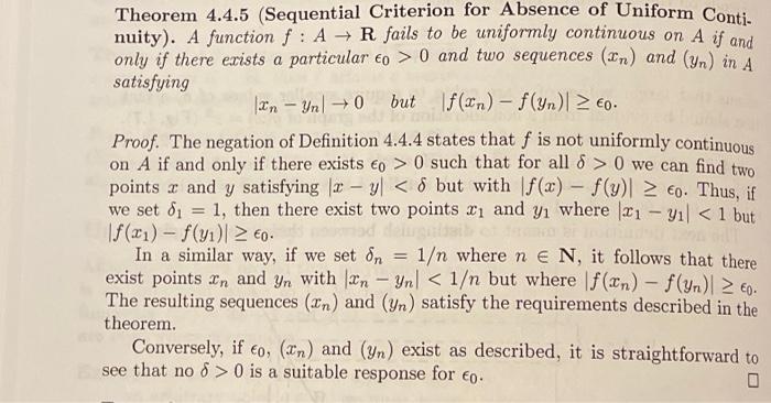 Solved Theorem 4.4.5 (Sequential Criterion for Absence of | Chegg.com