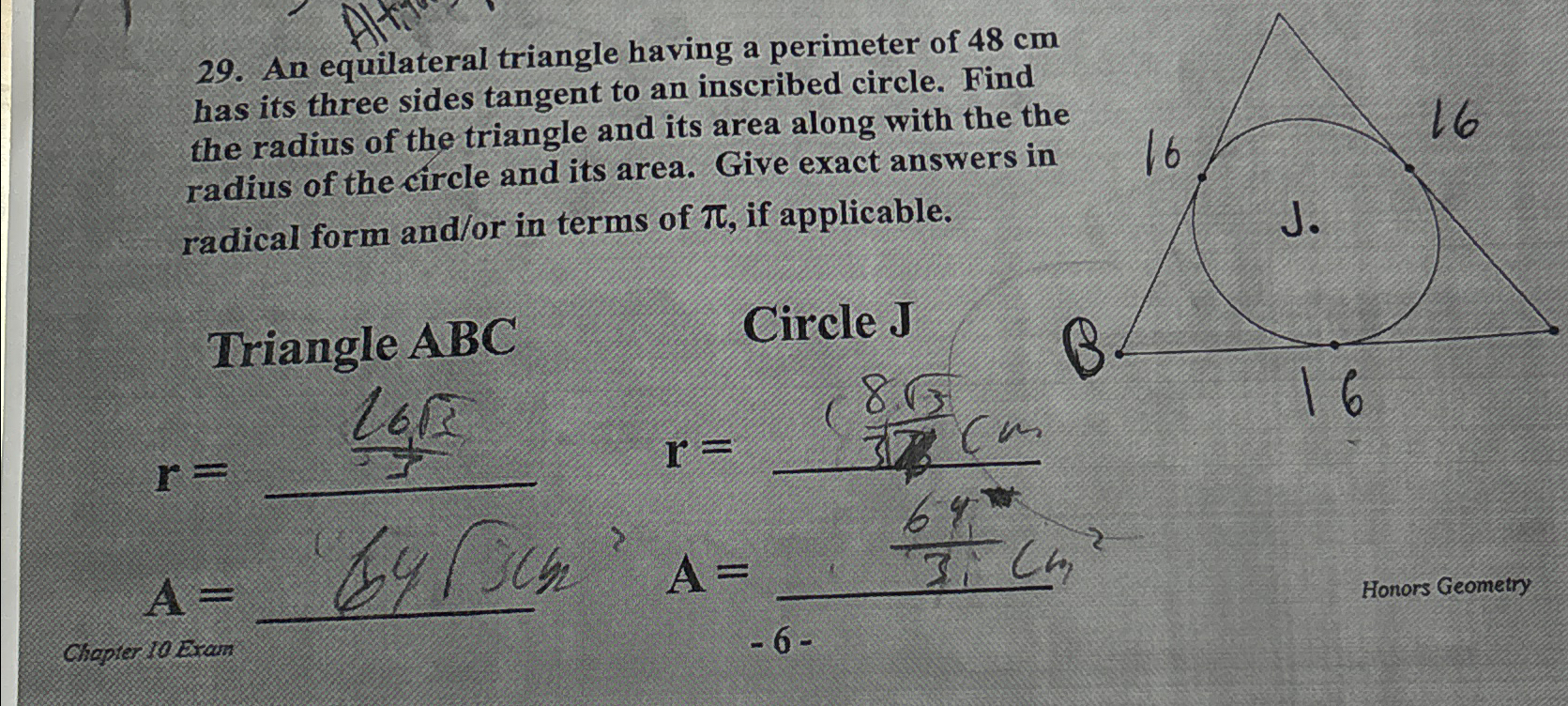 Solved An equilateral triangle having a perimeter of 48cm | Chegg.com