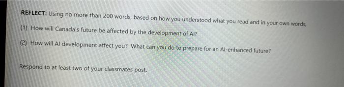 Solved REFLECT: Using no more than 200 words, based on how | Chegg.com