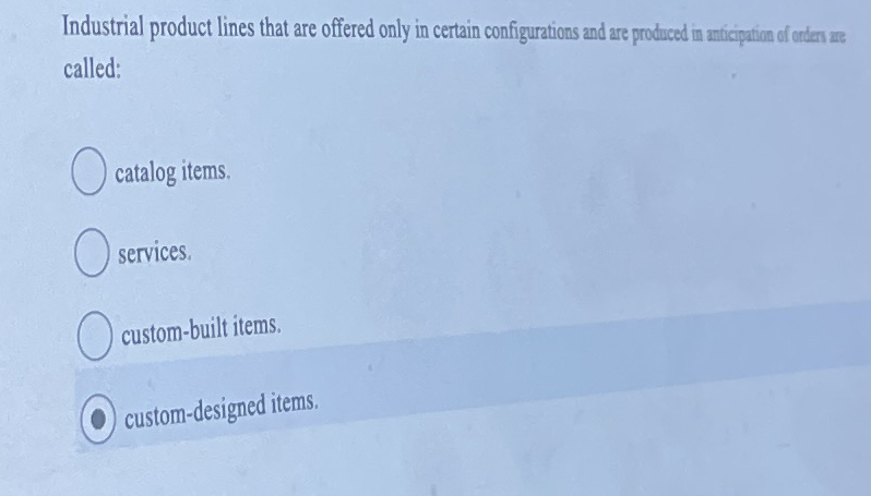 Solved called:catalog items.services.custom-built | Chegg.com