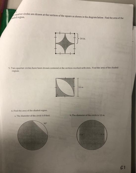 Solved quarter circles are drawn at the vertices of the | Chegg.com