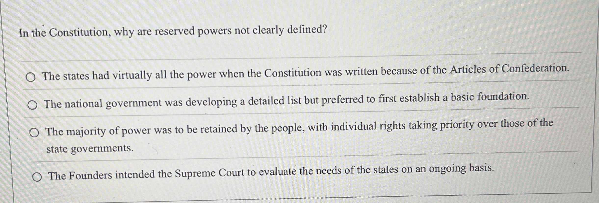 Solved In the Constitution, why are reserved powers not | Chegg.com