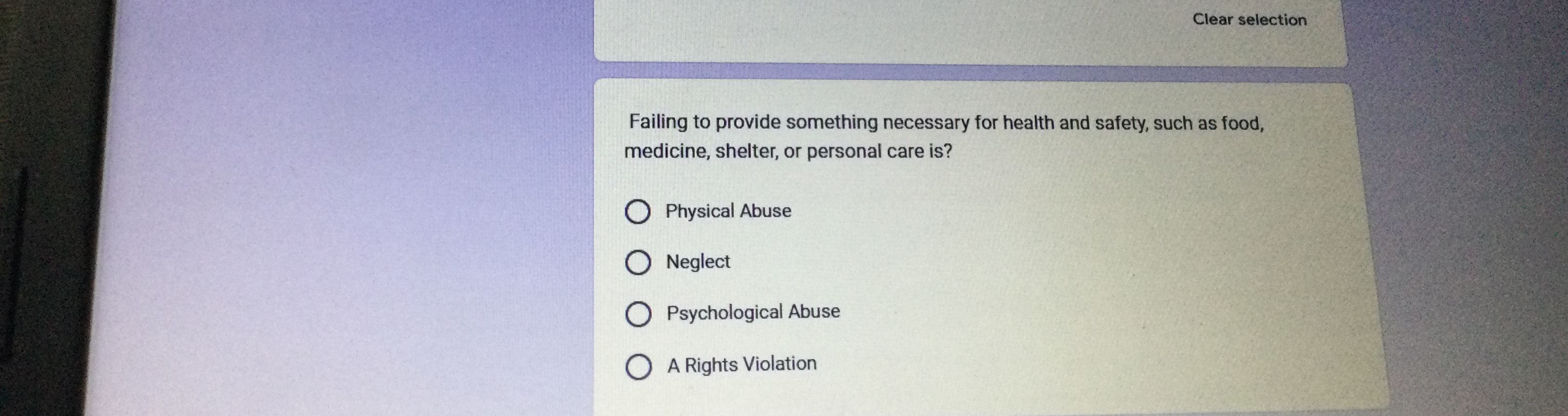 Solved Clear selectionFailing to provide something necessary | Chegg.com