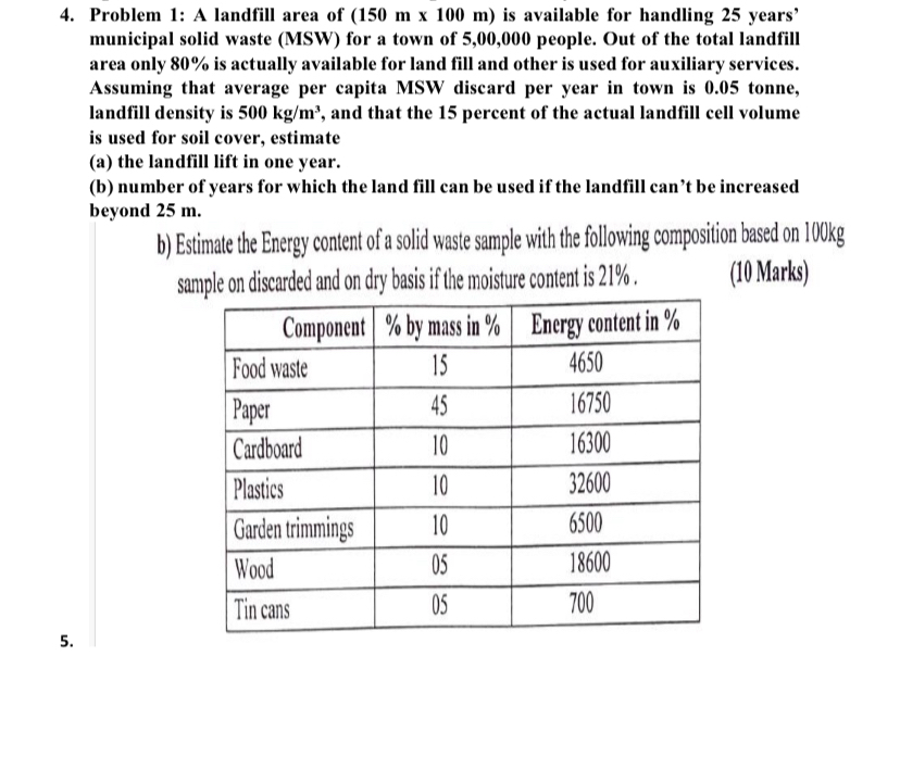 Solved Problem 1: A landfill area of (150m×100m) ﻿is | Chegg.com