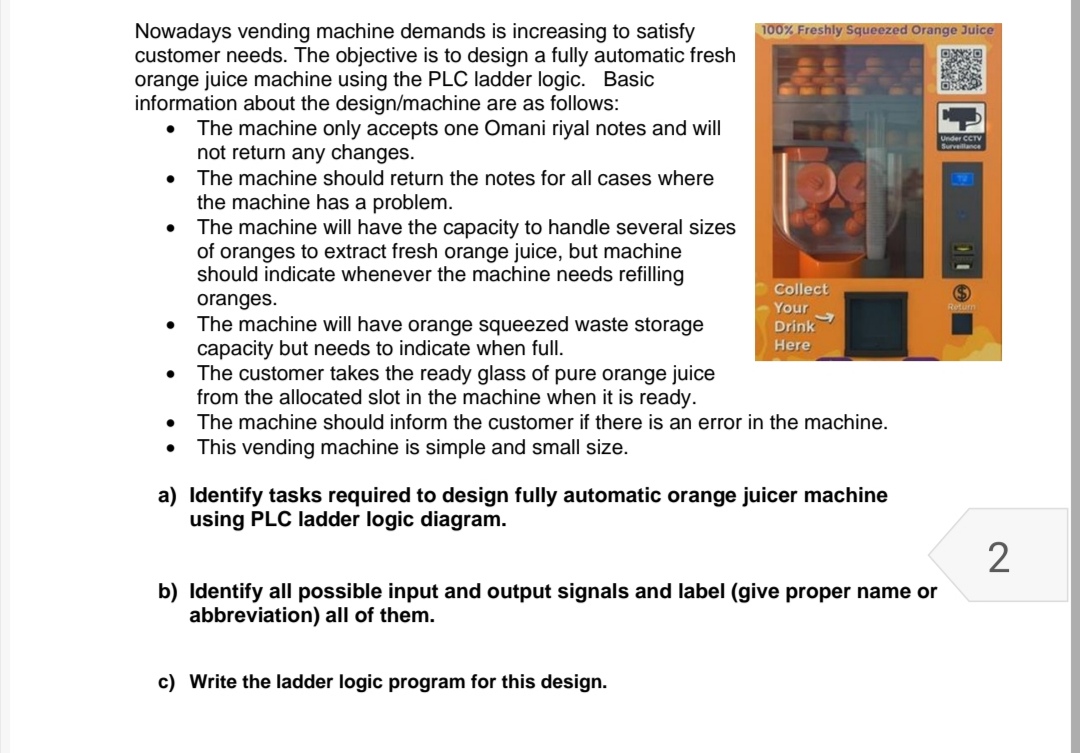 Solved Nowadays vending machine demands is increasing to | Chegg.com