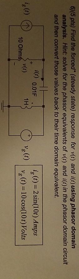 Solved 6)(5 pts) Find the forced* (steady state) response | Chegg.com Solved 6)(5 pts) Find the forced* (steady state) response | Chegg.com