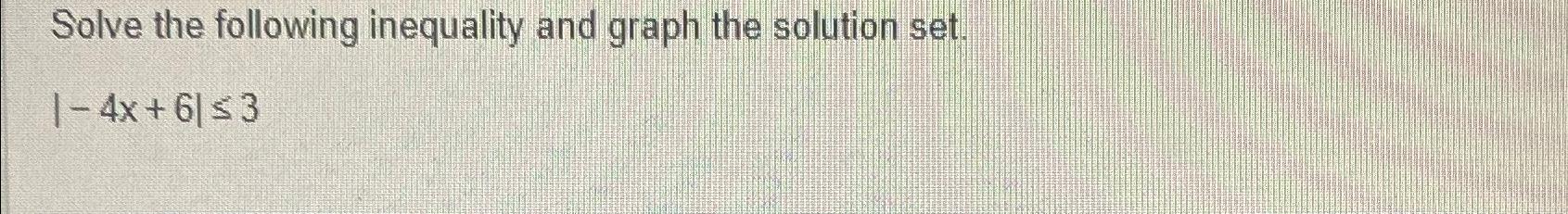 Solved Solve the following inequality and graph the solution | Chegg.com