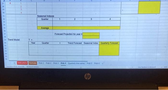 Solved a) Compute seasonal indices for each quarter based on | Chegg.com