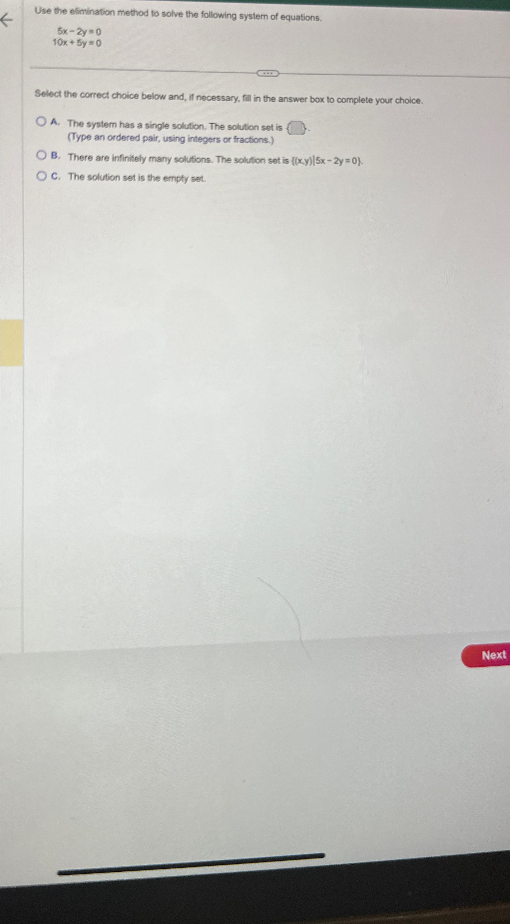 Solved Use the elimination method to solve the following | Chegg.com