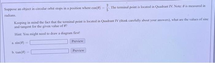Solved Suppose an object in circular orbit stops in a | Chegg.com