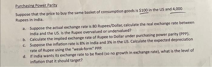 Solved Purchasing Power Parity Suppose that the price to buy | Chegg.com
