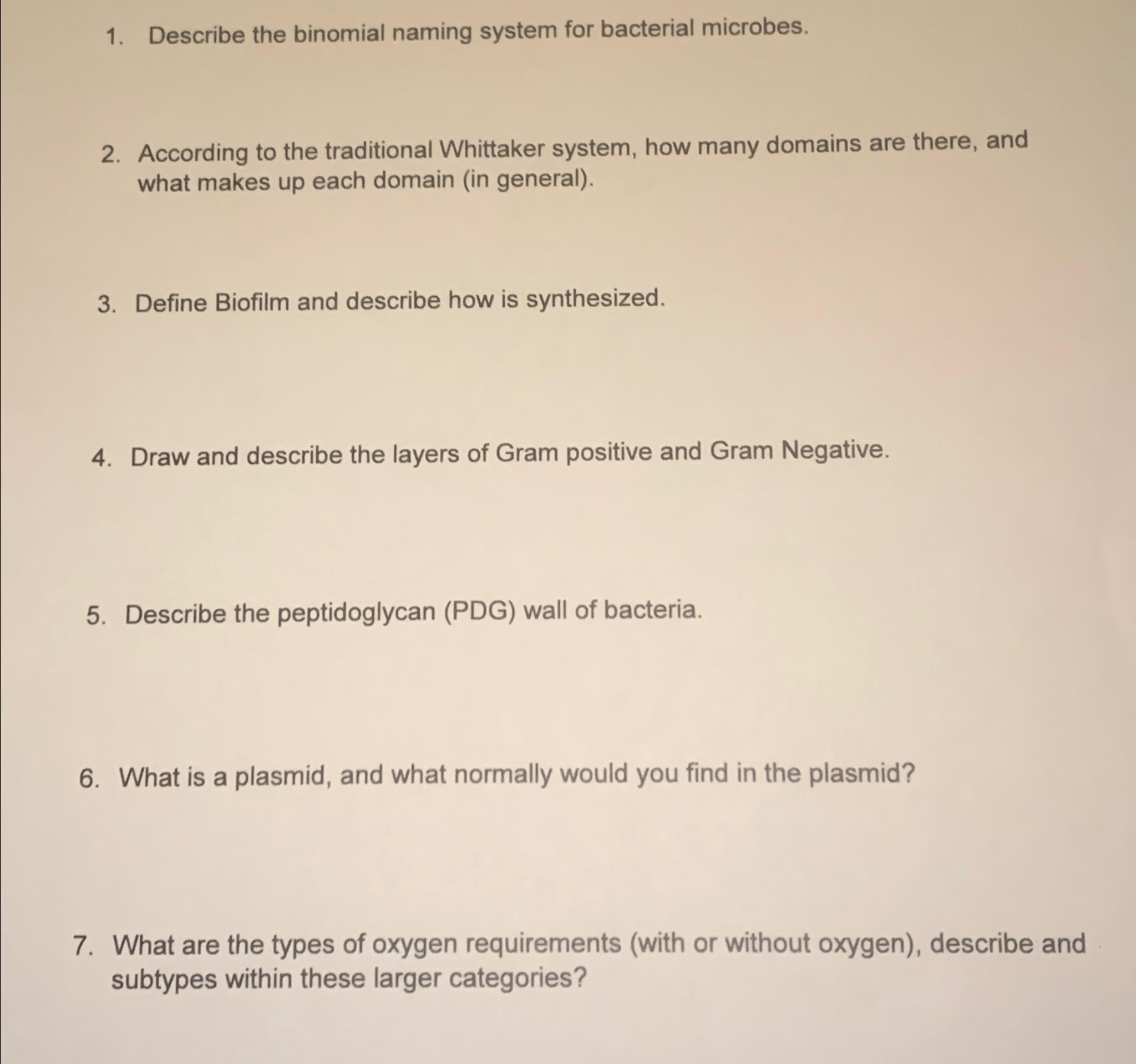 Solved Describe the binomial naming system for bacterial | Chegg.com