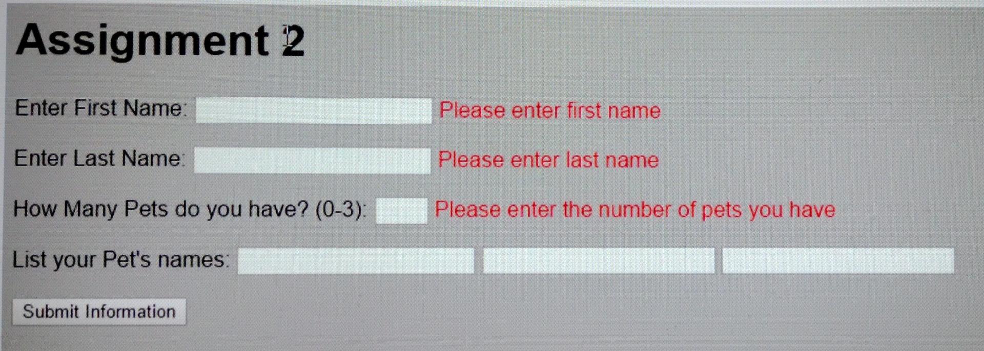 Solved JavaScript requirements and HTML how many pets | Chegg.com