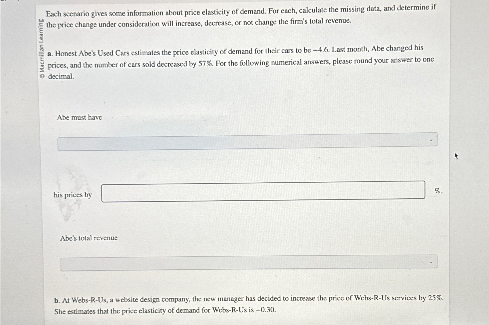 Solved Each scenario gives some information about price | Chegg.com