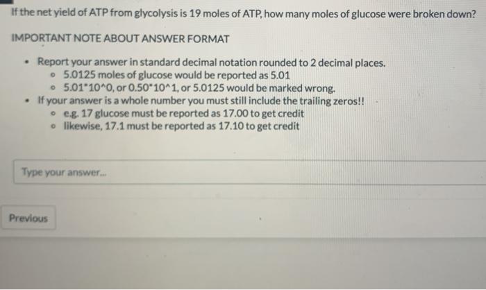 Solved If the net yield of ATP from glycolysis is 19 moles | Chegg.com
