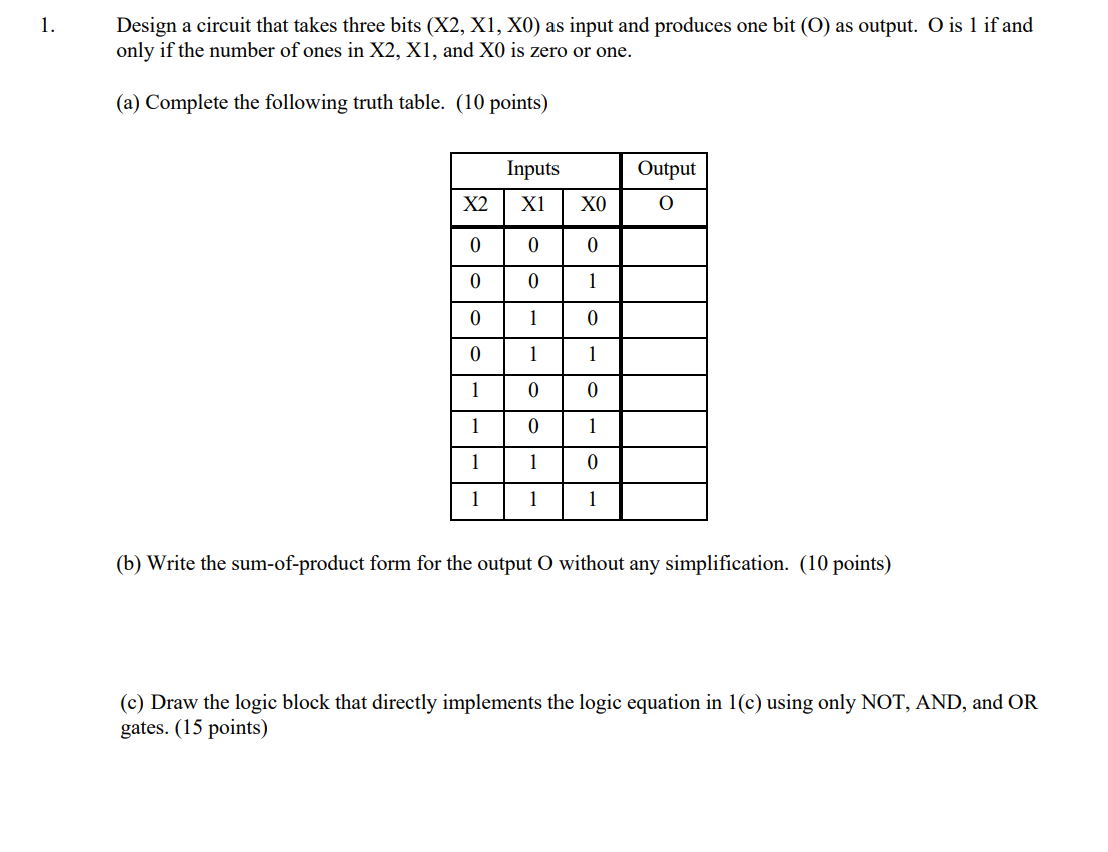 Solved Design a circuit that takes three bits (x2,x1,x0) ﻿as | Chegg.com