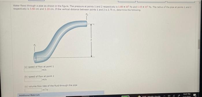 Solved Water flows through a pipe as thown in the figure. | Chegg.com