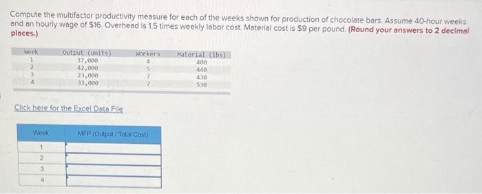 Solved Compute the multifactor productivity measure for each | Chegg.com