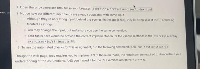 1. Open the array exercises html file in your | Chegg.com