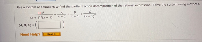 Solved Use a system of equations to find the partial | Chegg.com