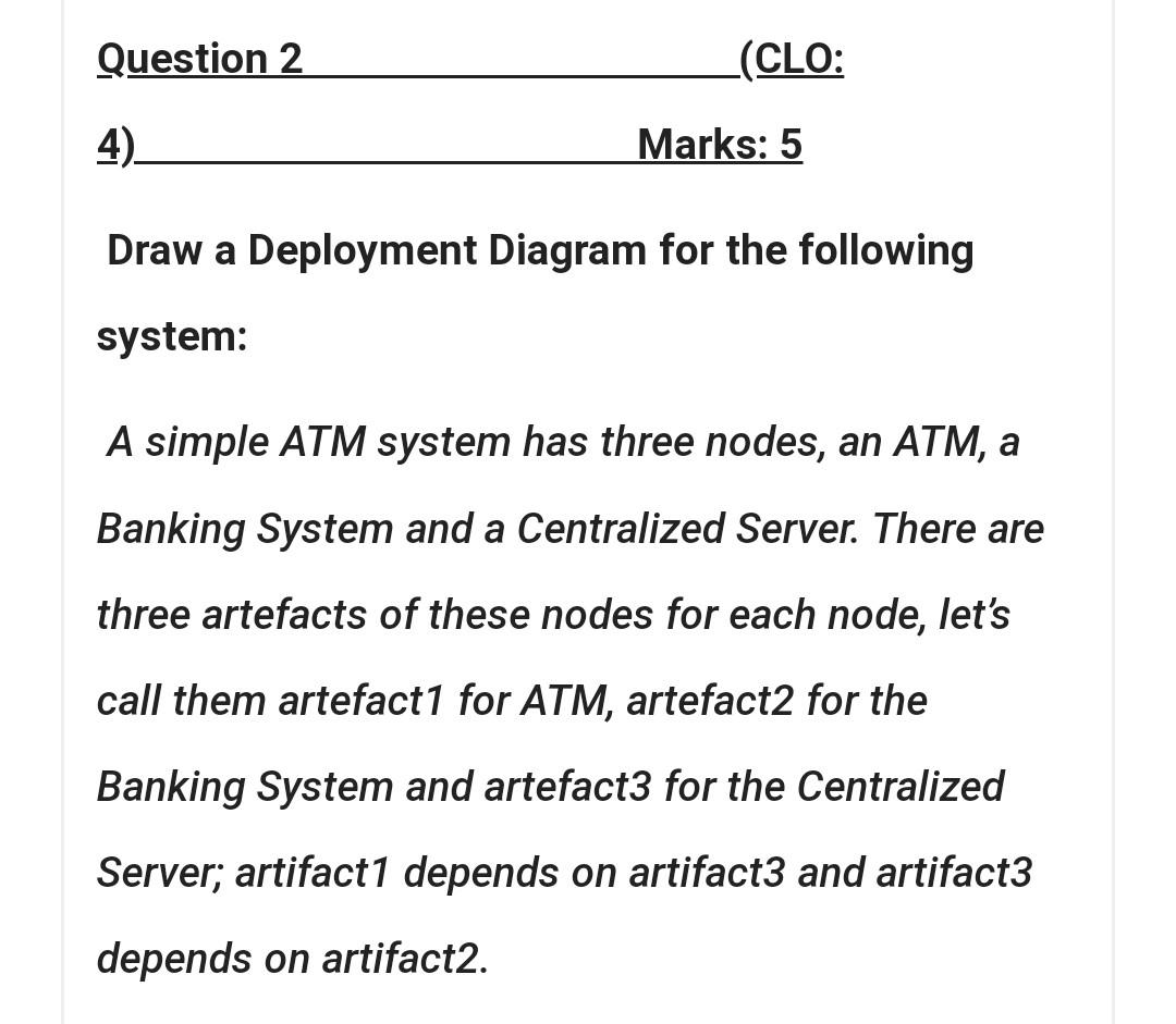 Solved Question 2 (CL0: 4) Marks: 5 Draw a Deployment | Chegg.com