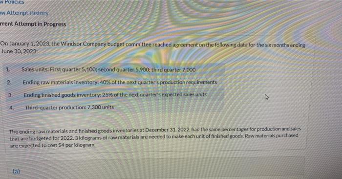 Solved w Policies w Attempt History rrent Attempt in | Chegg.com