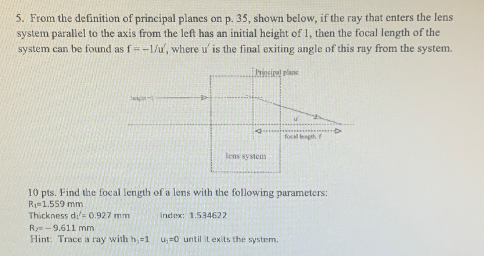 Solved From the definition of principal planes on p. 35 , | Chegg.com