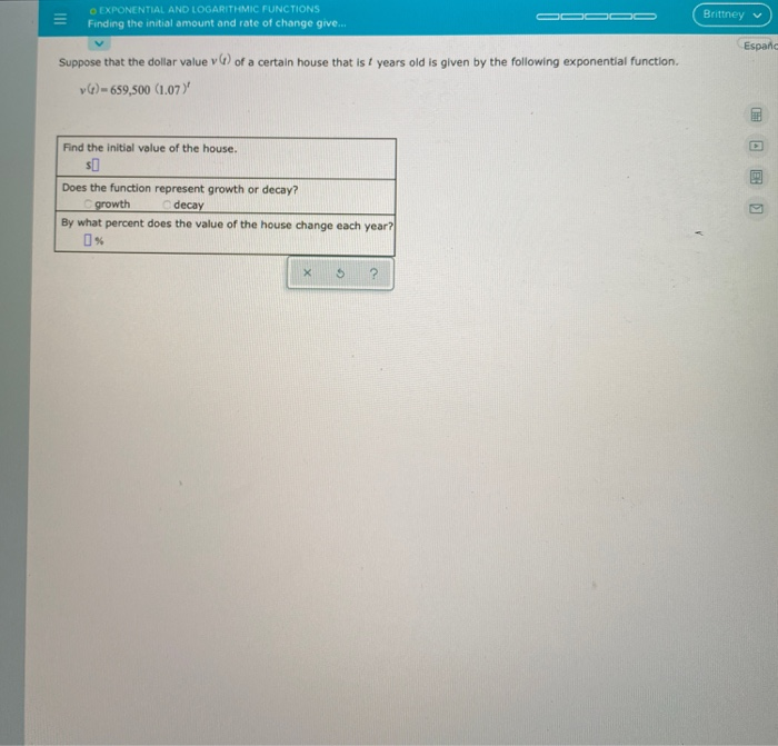 Solved EXPONENTIAL AND LOGARITHMIC FUNCTIONS Finding the | Chegg.com