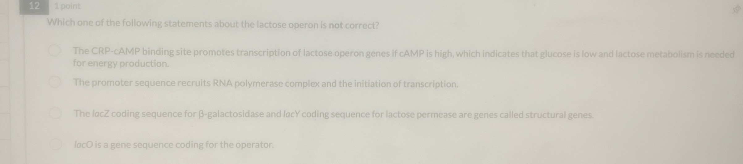 Solved 12 1 ﻿pointWhich one of the following statements | Chegg.com