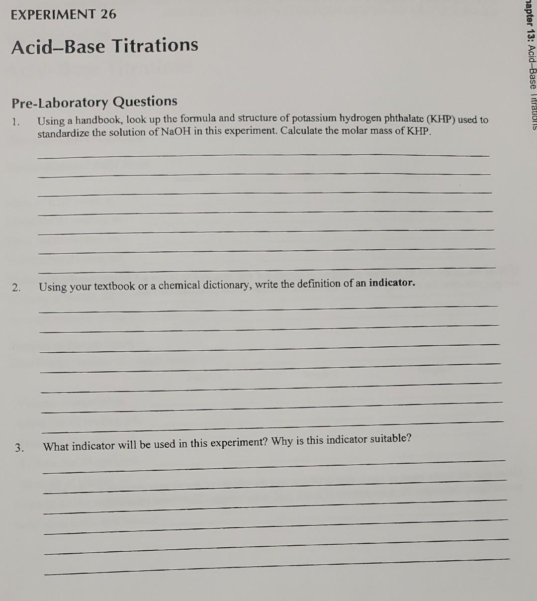 Solved Pre-Laboratory Questions 1. Using a handbook, look up | Chegg.com