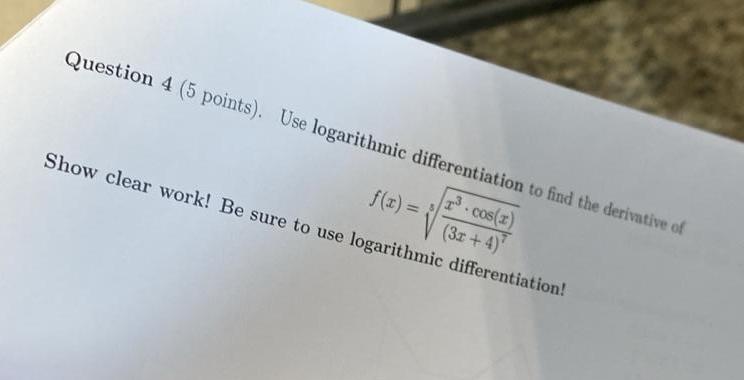 Solved Use logarithmic differentiation to find the | Chegg.com
