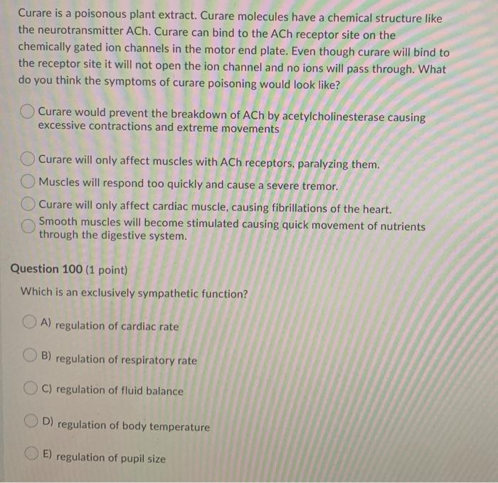 Solved Curare is a poisonous plant extract. Curare molecules | Chegg.com
