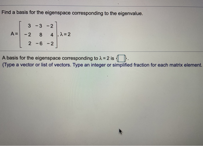 Solved Find a basis for the eigenspace corresponding to the | Chegg.com