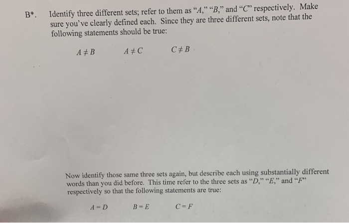 Solved Identify three different sets; refer to them as "A," | Chegg.com