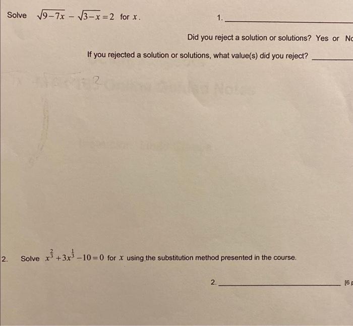 Solved Solve 19-7x - 13- x=2 for x. 1. [6 pts) Did you | Chegg.com