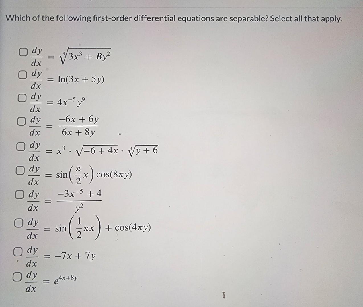 Solved Which of the following first-order differential | Chegg.com