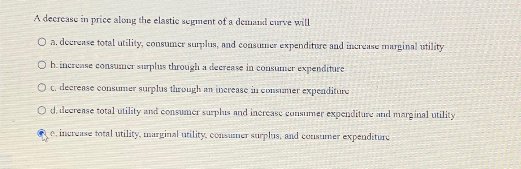 Solved A decrease in price along the elastic segment of a | Chegg.com