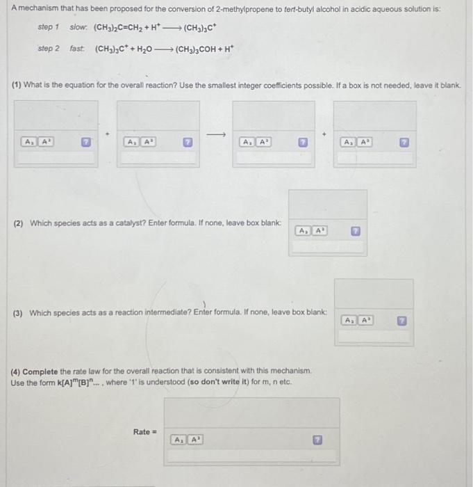 Solved step 1 slow: (CH3)2C=CH2+H+ (CH3)3C+ step 2 fast | Chegg.com
