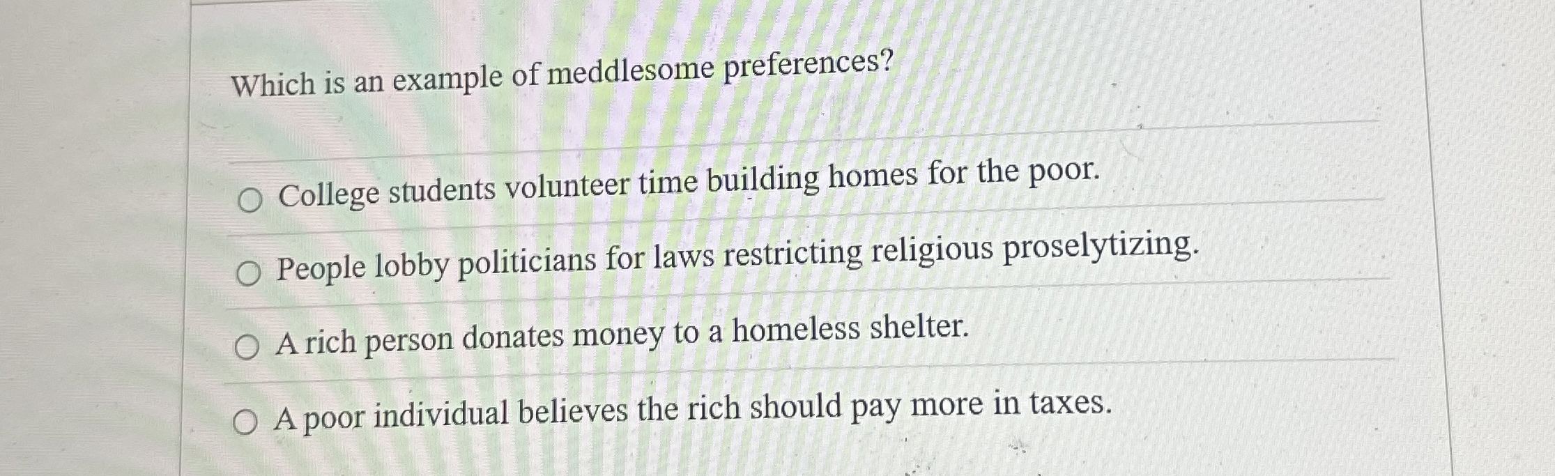 High Quality SOLUTION Which is an example of meddlesome preferences ...