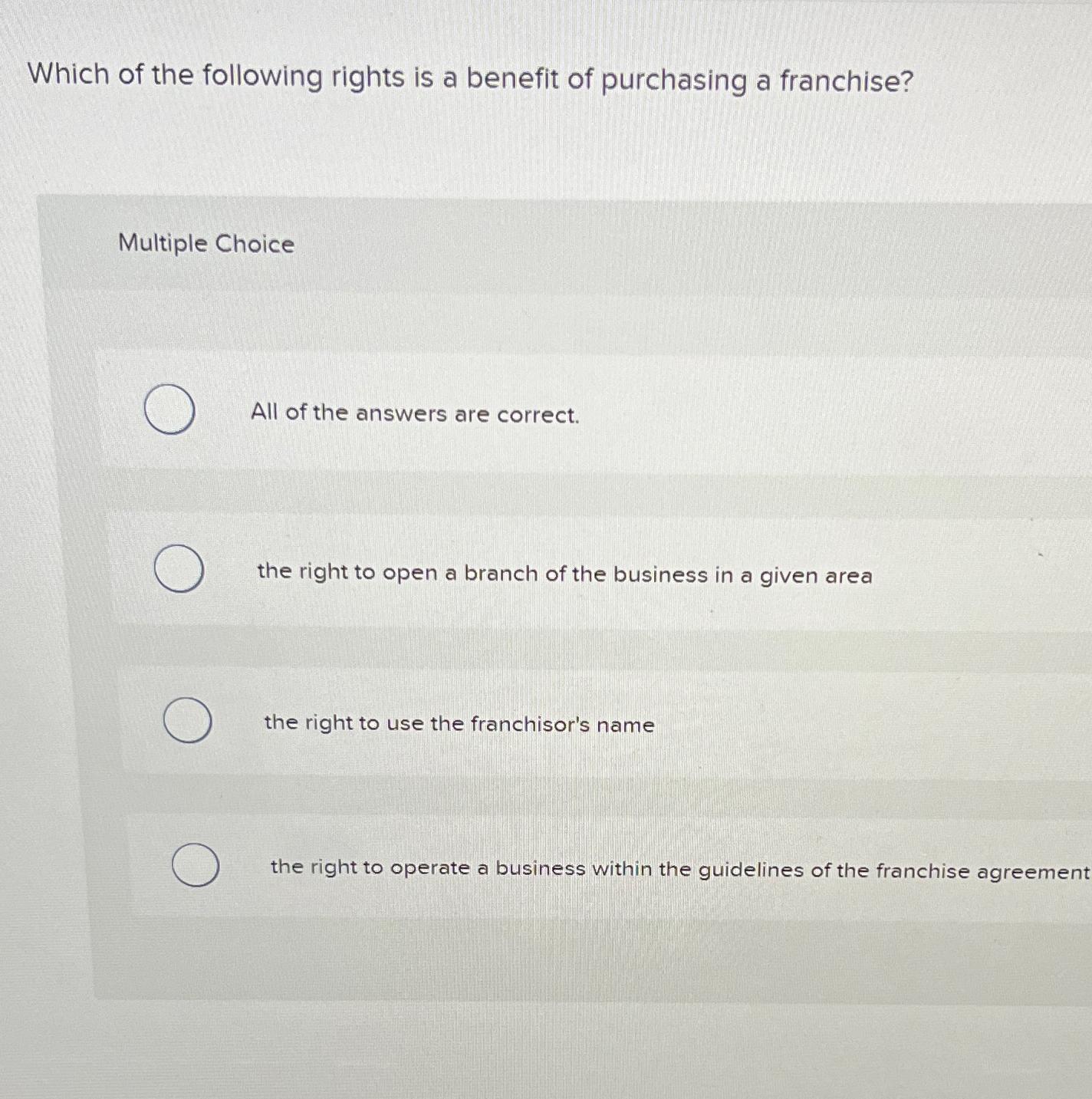 Solved Which of the following rights is a benefit of | Chegg.com