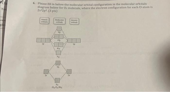 Solved 6. Please fill in below the molecular orbital | Chegg.com