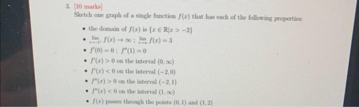 Solved 3. [10 marks] Sketch one graph of a single function | Chegg.com