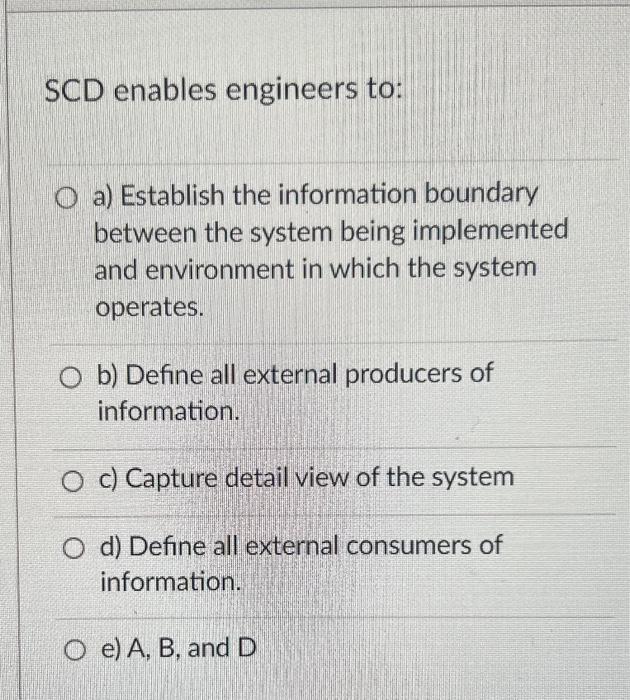 Solved SCD enables engineers to: a) Establish the | Chegg.com