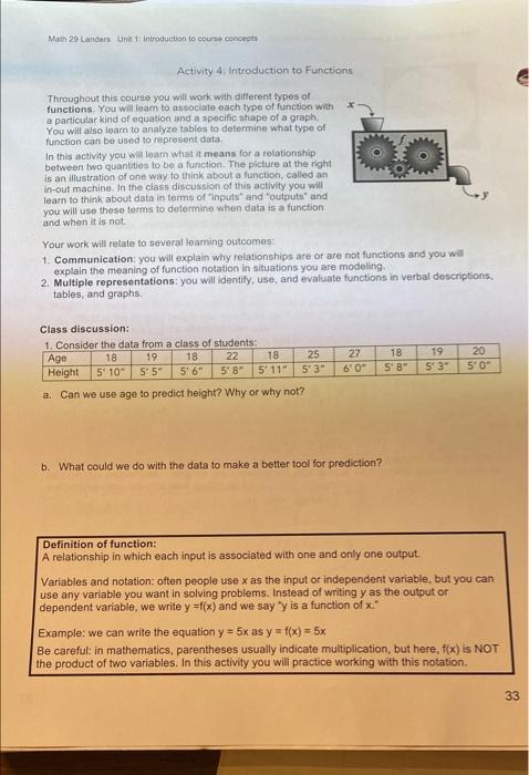 Math 29 Landers Unit 1: Introduction to couro | Chegg.com
